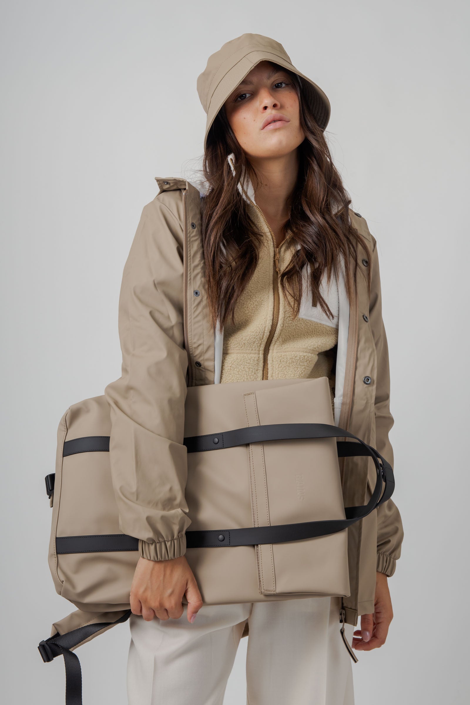 Rains 2 Way Tote Backpack Beige Unisex