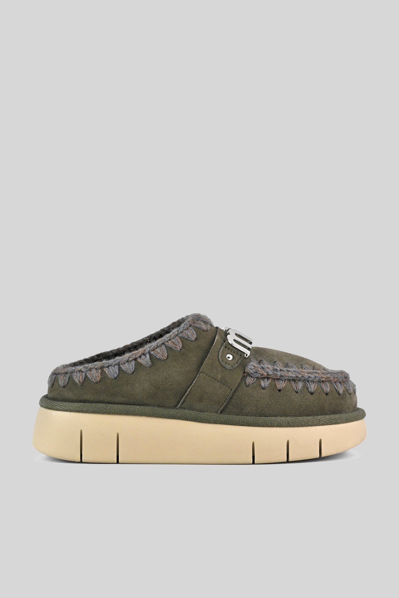 Mou Bounce Clog Metal Logo Verde Oliva Donna